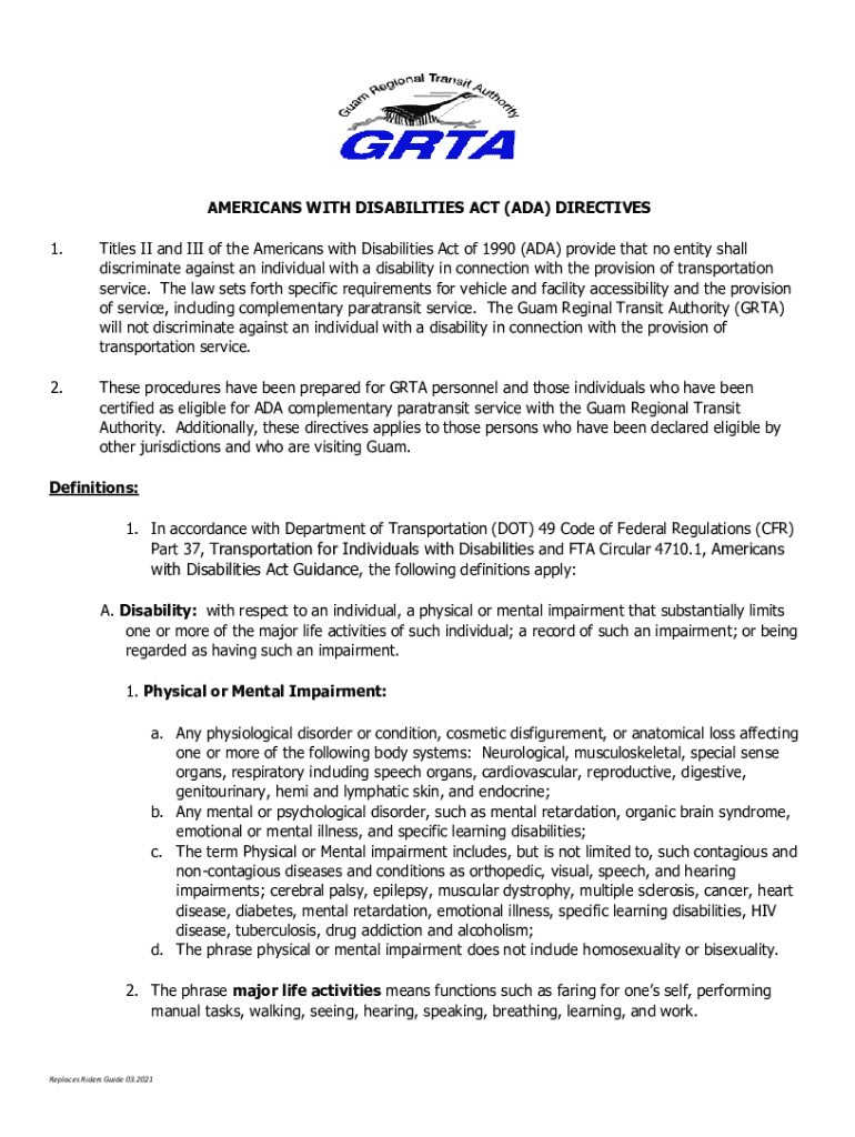 Fillable Online Americans with Disabilities Act (ADA) & Video ...