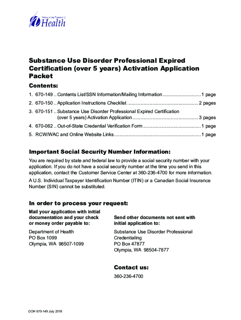 Fillable Online doh wa Substance Use Disorder Professional ...