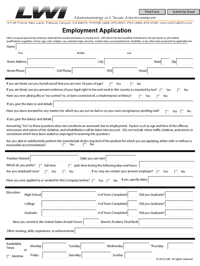 Fillable Online Job Application FormFoundation For The Carolinas Fax ...