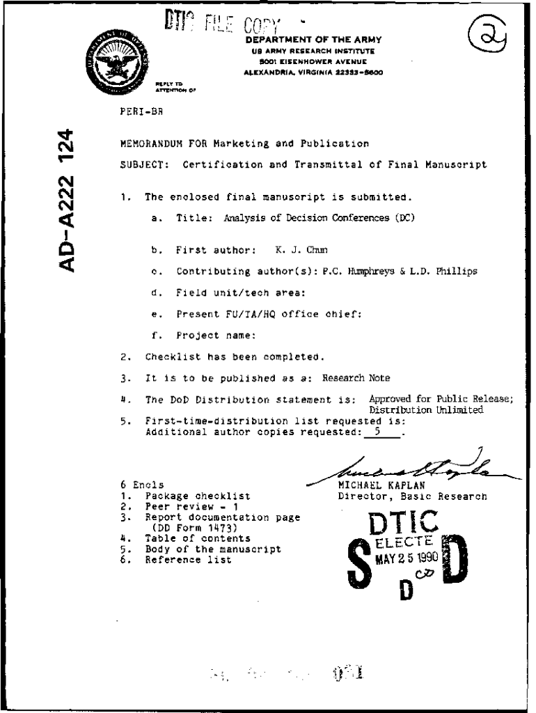 Fillable Online US Army Department, 5001 Eisenhower Ave, Alexandria ...