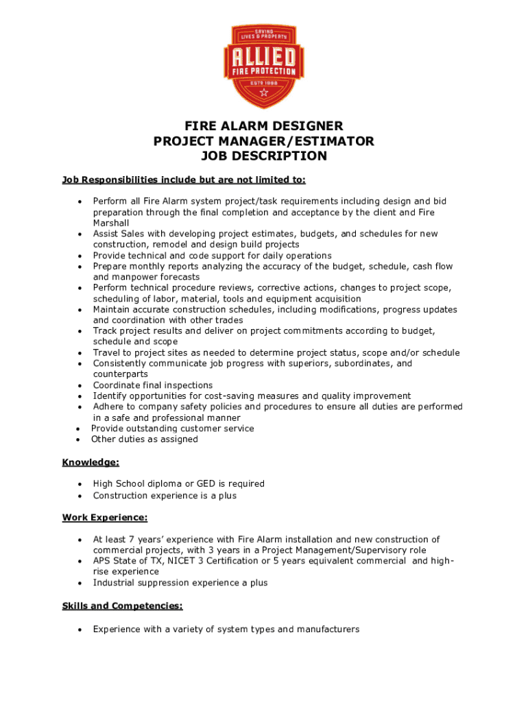 Fillable Online Design Services of Fire Protection Alarm System Network ...