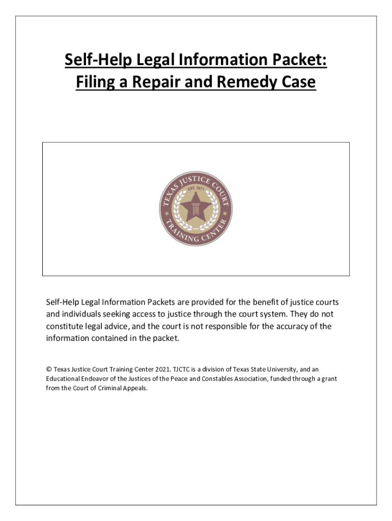Fillable Online Self-Help Legal Information Packet: Filing a Small ...