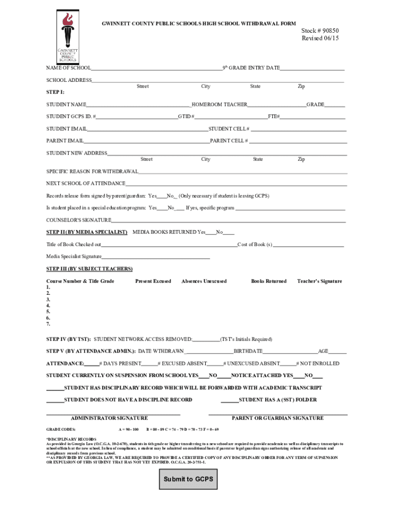 Fillable Online GCPS Withdrawal Form Fax Email Print - pdfFiller