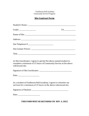 Fillable Online Site Contract Form Fax Email Print - pdfFiller