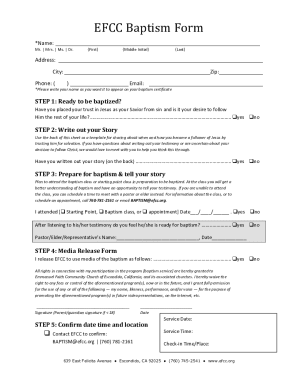 Fillable Online EFCC Baptism Form Fax Email Print - pdfFiller