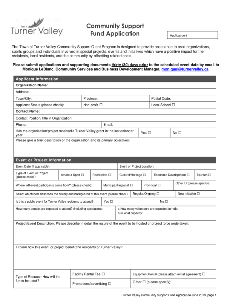 Fillable Online Community-Support-Fund-Grant-Application-Form- ... Fax ...