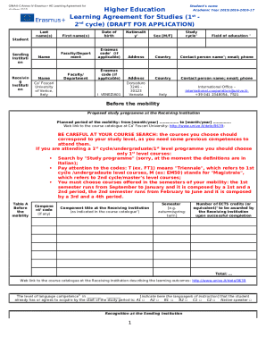 LEarning agreement erasmusEsquemas y mapas ... Doc Template | pdfFiller