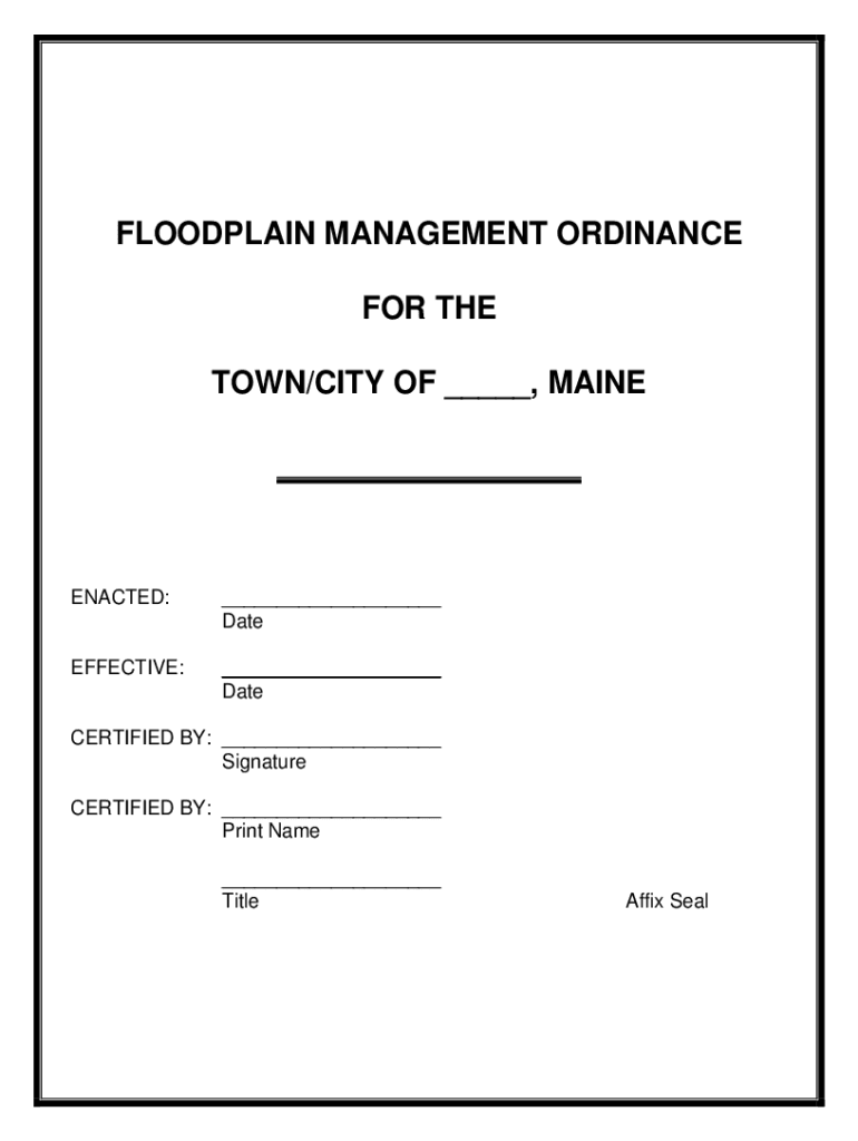 Fillable Online FLOODPLAIN MANAGEMENT ORDINANCE FOR THE ... Fax Email Print - pdfFiller