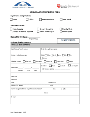 Fillable Online Intake Application Forms Fax Email Print - pdfFiller