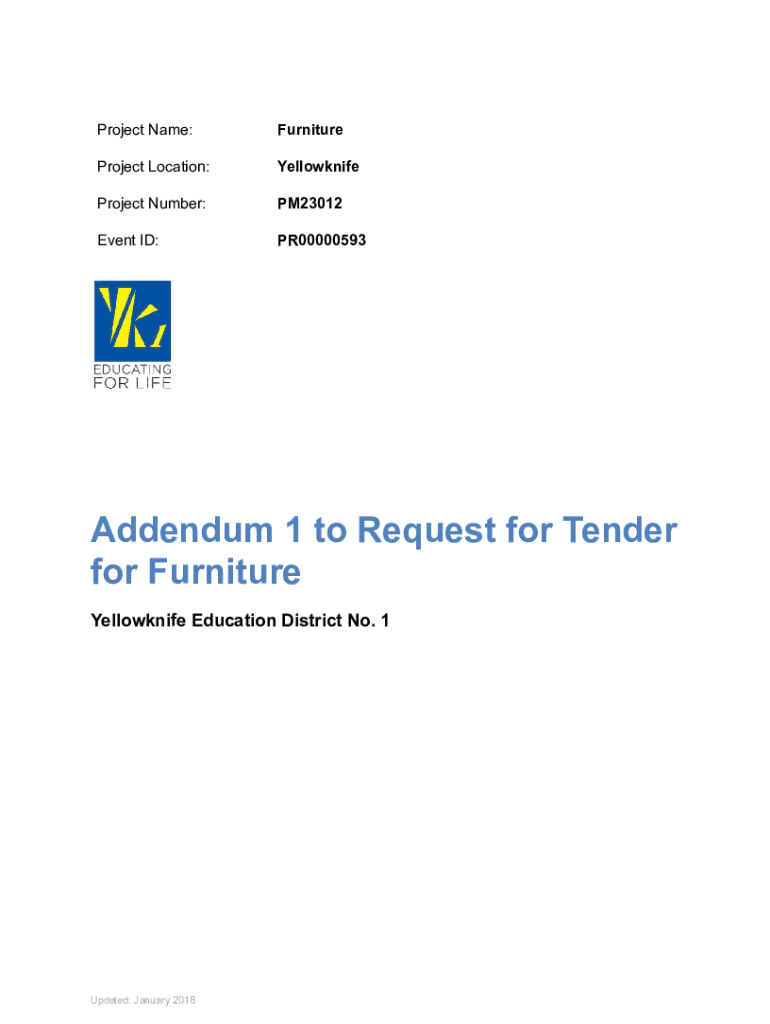 Fillable Online Addendum 1 to Request for Tender for Furniture Fax ...