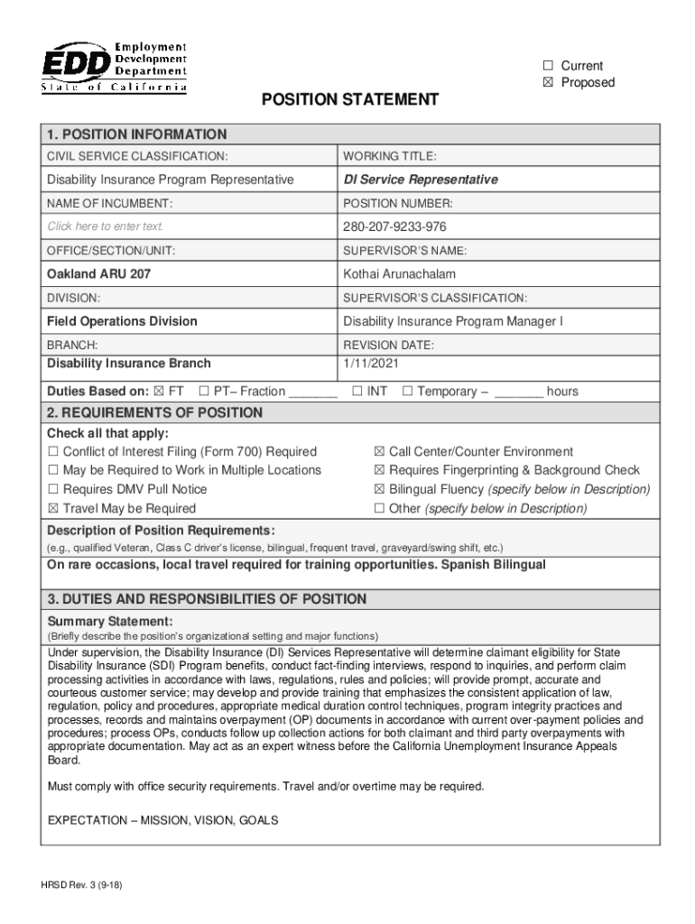 Fillable Online Employment Position Statement Fax Email Print - pdfFiller