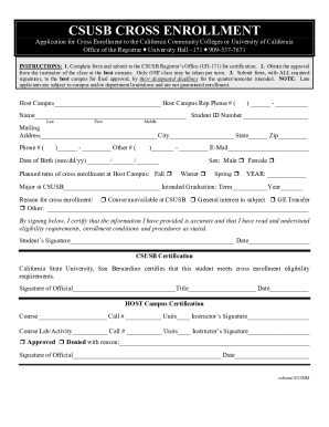 Fillable Online CROSS ENROLLMENT Fax Email Print - pdfFiller