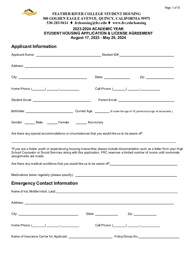 Fillable Online Student Housing Forms Fax Email Print - pdfFiller