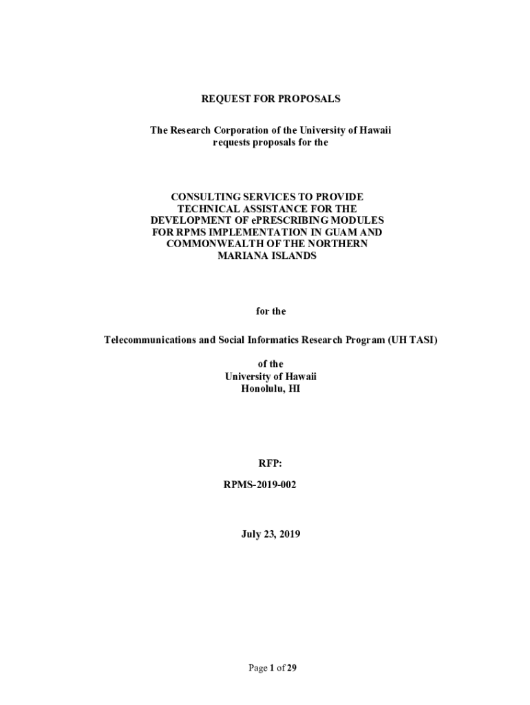 Fillable Online request for proposal - UH TASI Procurement Fax Email ...