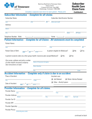 Fillable Online 508C, Subscriber Health Care Claim Form Update GO-568 ...