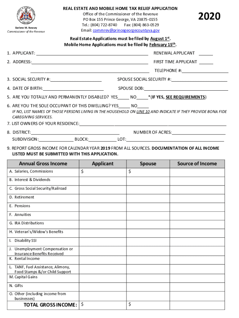 Fillable Online Real Estate Tax Relief for the Elderly & Disabled Fax ...