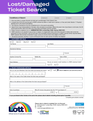 Fillable Online Lost/Damaged Ticket Search Form Fax Email Print - pdfFiller