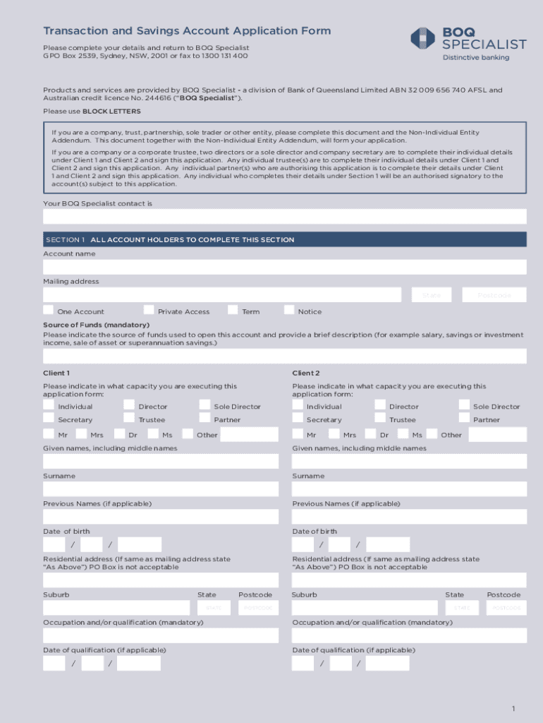 Fillable Online 56566 BOQS000XXX PROVET TRANSACTION AND SAVINGS ACCOUNT APPLICATION FORM. 56566 ...