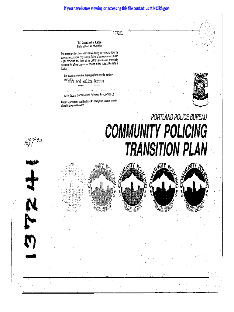 Fillable Online COMMUNITY POLICING TRANSITION PLAN Fax Email Print ...