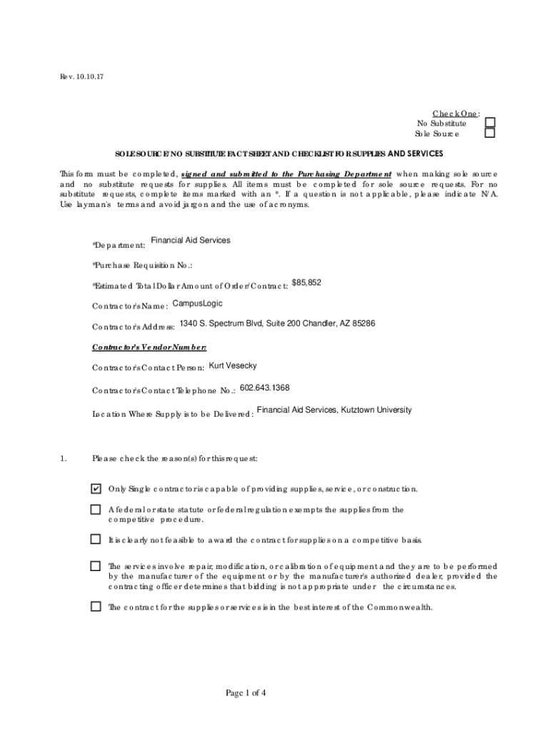 Fillable Online Sole Source Fact Sheet for Construction Fax Email Print ...