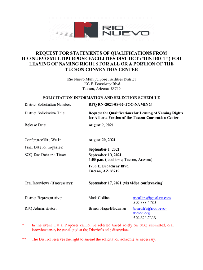 Fillable Online notice of request for qualifications - solitication no. 130101 Fax Email Print ...