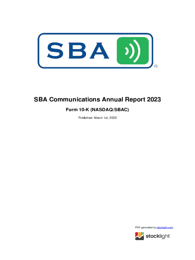 Fillable Online SBA COMMUNICATIONS CORP - 10K - Annual Report Fax Email ...