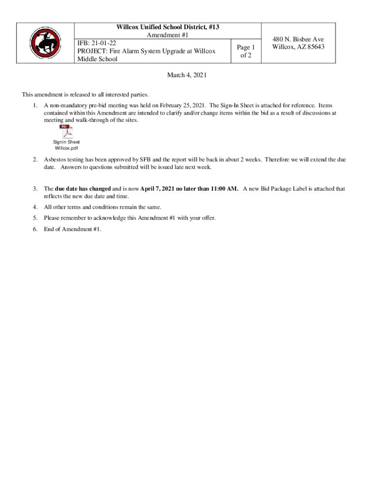 Fillable Online Willcox Unified District School District in Willcox, AZ. Fax Email Print - pdfFiller