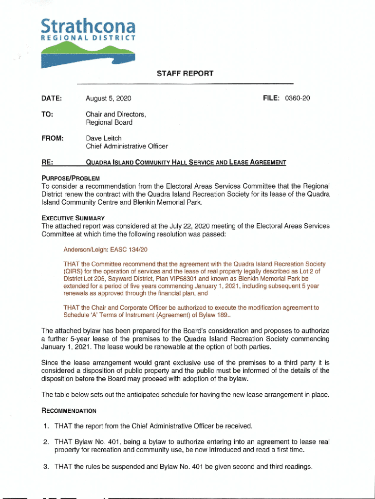 Fillable Online gave Leitch Chief Administrative Officer STAFF REPORT ...