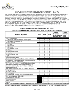 Fillable Online Campus Security Act Disclosure StatementClery Act 1 Fax Email Print - pdfFiller