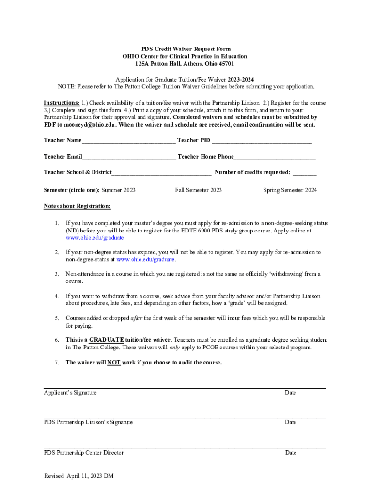 Fillable Online 2021PDS Credit Wavier Request Form Fax Email Print ...