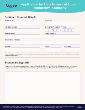 Fillable Online Application for Early Release of Super due to Permanent ...