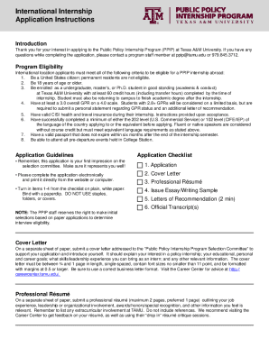 Fillable Online Texas A&M Public Policy Internship Program - PPIP ...