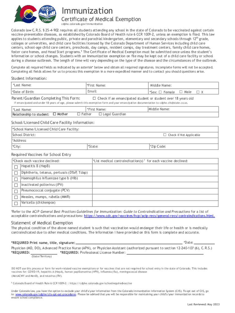 Fillable Online Medical Exemption Form.docx - Immunization Fax Email ...