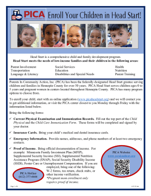 Fillable Online Enroll Your Children in Head Start! Fax Email Print ...