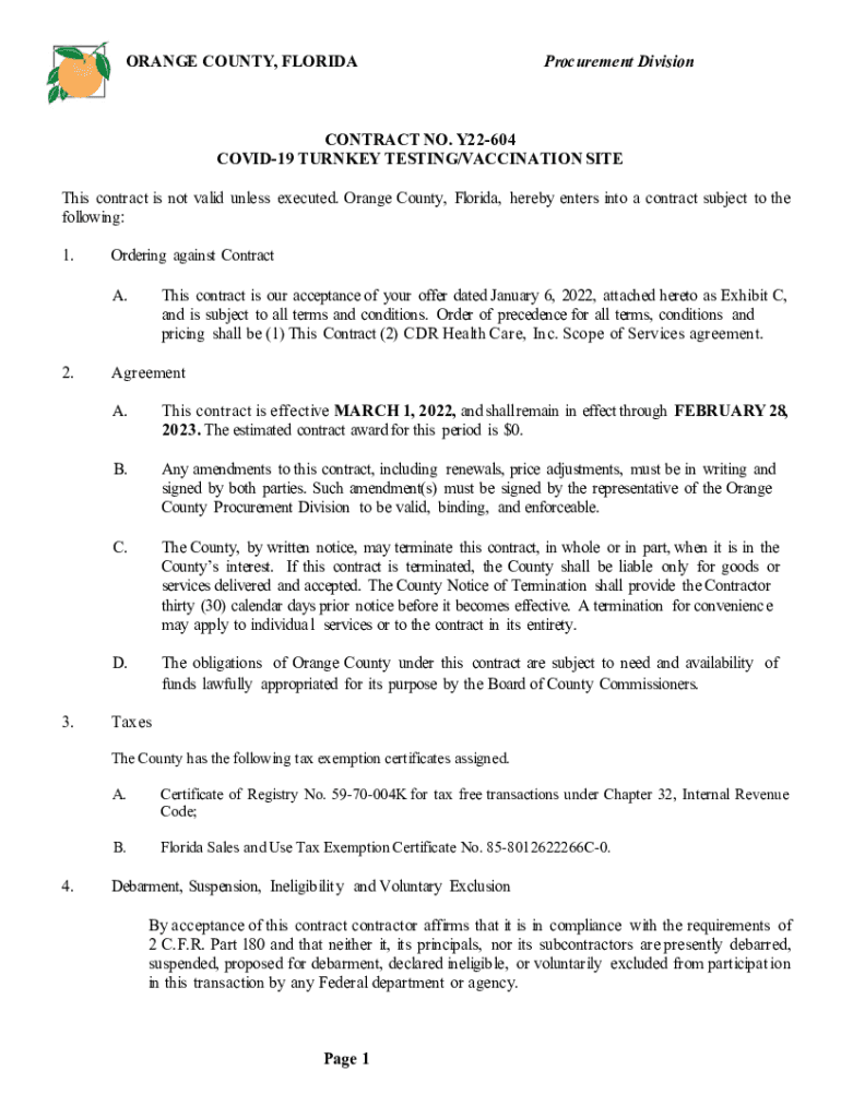 Fillable Online ftp orangecountyfl County of Orange Procurement and Contracts Intern ... Fax ...