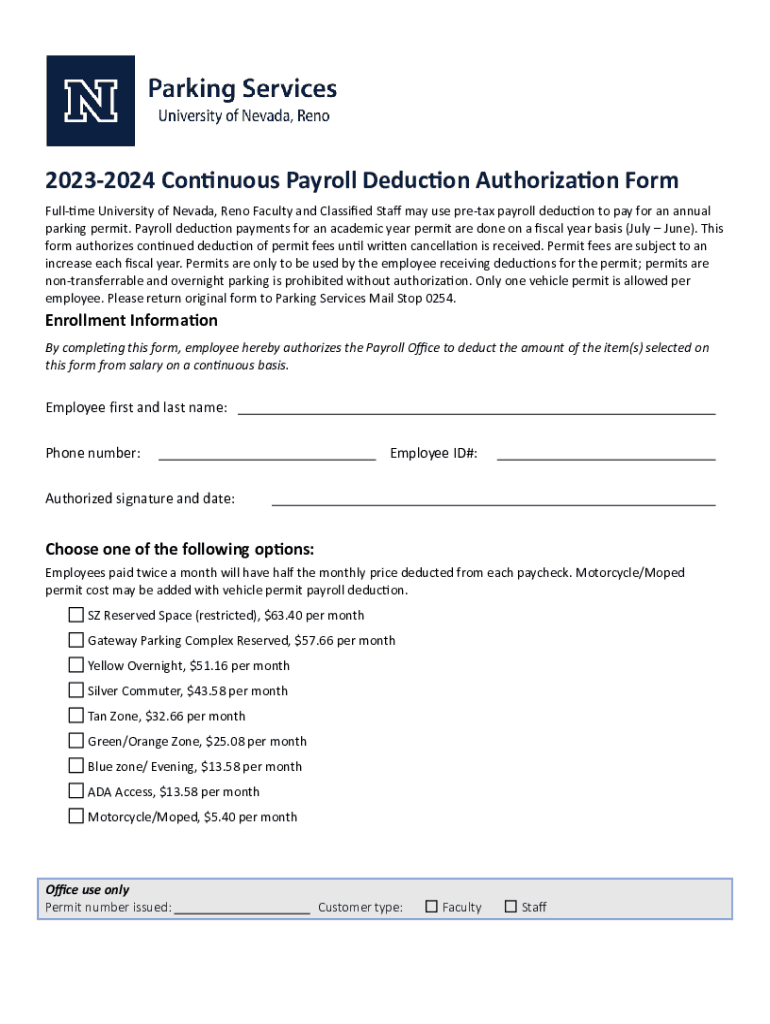 Fillable Online 2023-2024 Continuous Payroll Deduction Authorization Form Fax Email Print ...