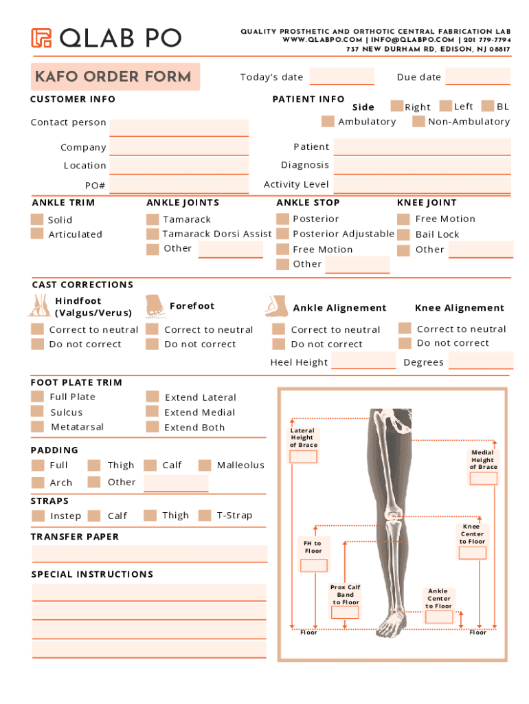 Fillable Online qlabpoFabrication lab that makes custom orthotic and ...