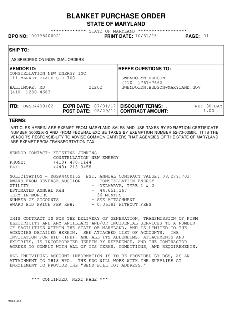 Fillable Online dgs maryland CONSTELLATION NEW ENERGY INC Fax Email ...