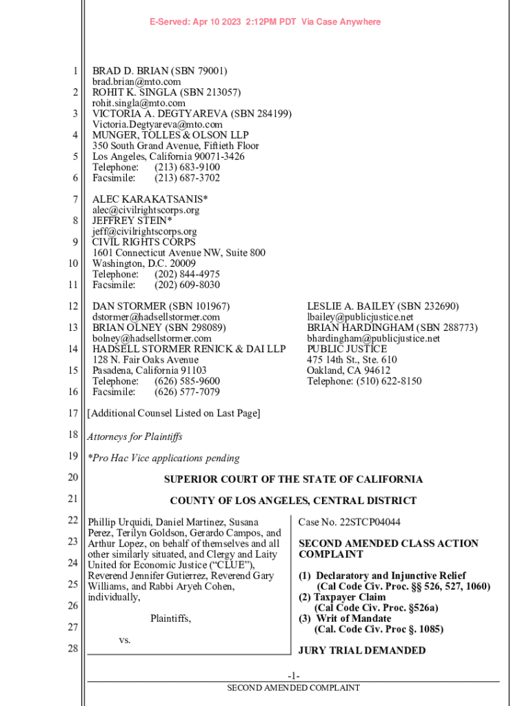 Fillable Online E-Served: Apr 13 2023 3:24PM PDT Via Case Anywhere Fax Email Print - pdfFiller