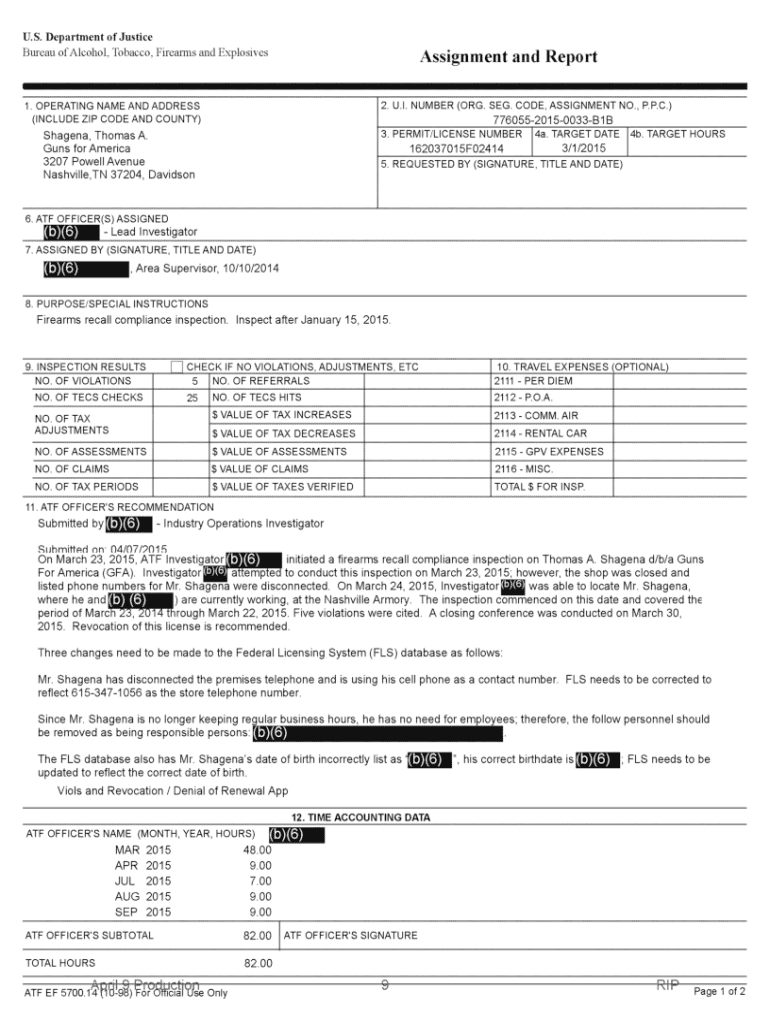 Fillable Online Assignment and Report (b)(6) (b)(6) (b)(6) Fax Email ...