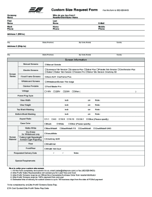 Fillable Online Custom Size Request Form Fax Email Print - pdfFiller