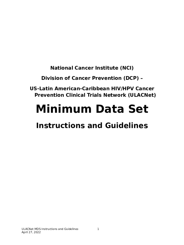 DCP Minimum Data Set Instructions and Guidelines. Minimum Data Set ...