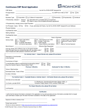 Fillable Online Continuous Bond Application Preparation Fax Email Print ...