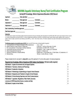 Fillable Online WAVMA Aquatic Veterinary Nurse/Tech Certification ...