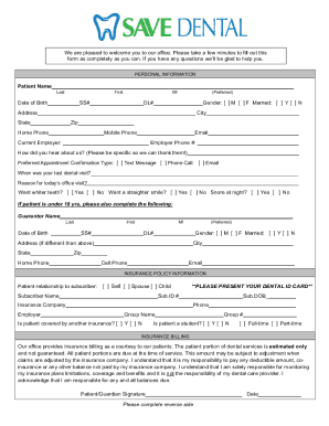 Fillable Online New Patient Paperwork - Save Dental Revised Fax Email ...