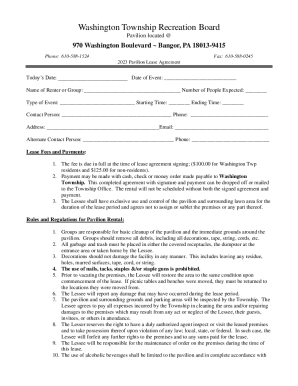 Fillable Online Pavilion Lease Agreement Fax Email Print - pdfFiller