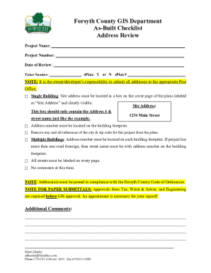Fillable Online As-Built Checklist - Forsyth County Government Fax ...