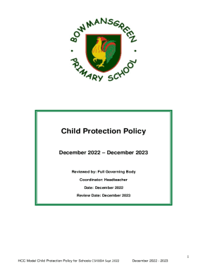 Fillable Online MODEL CHILD PROTECTION POLICY TEMPLATE 2023 ... Fax ...