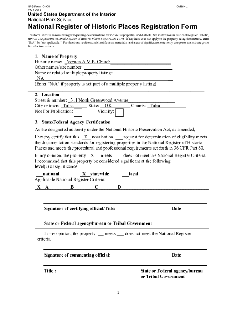 Fillable Online Fillable Online NPS Form 10-900 OMB No. 1024-0018 ...