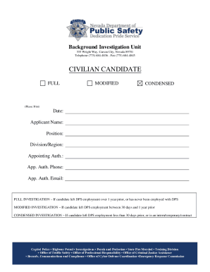 Fillable Online dps nv Background Investigation Unit - Department of ...